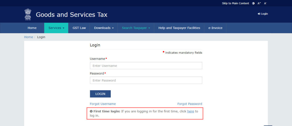 GST portal login process - MasterGST