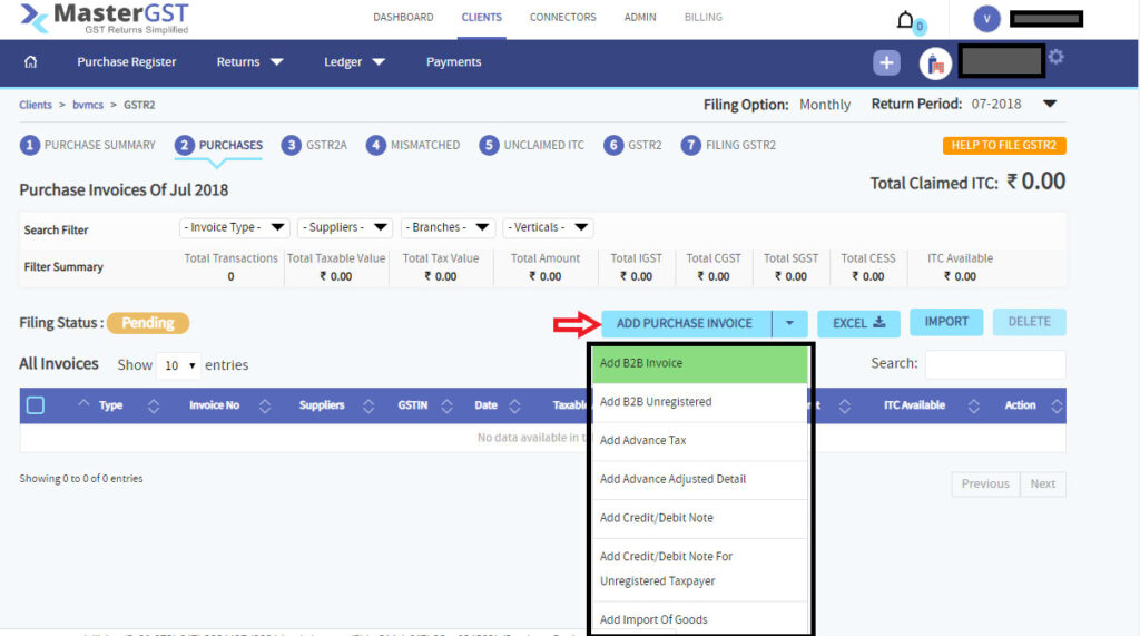 How to add Purchase invoice - MasterGST