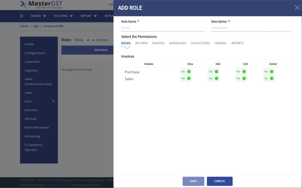 How to add roles - MasterGST